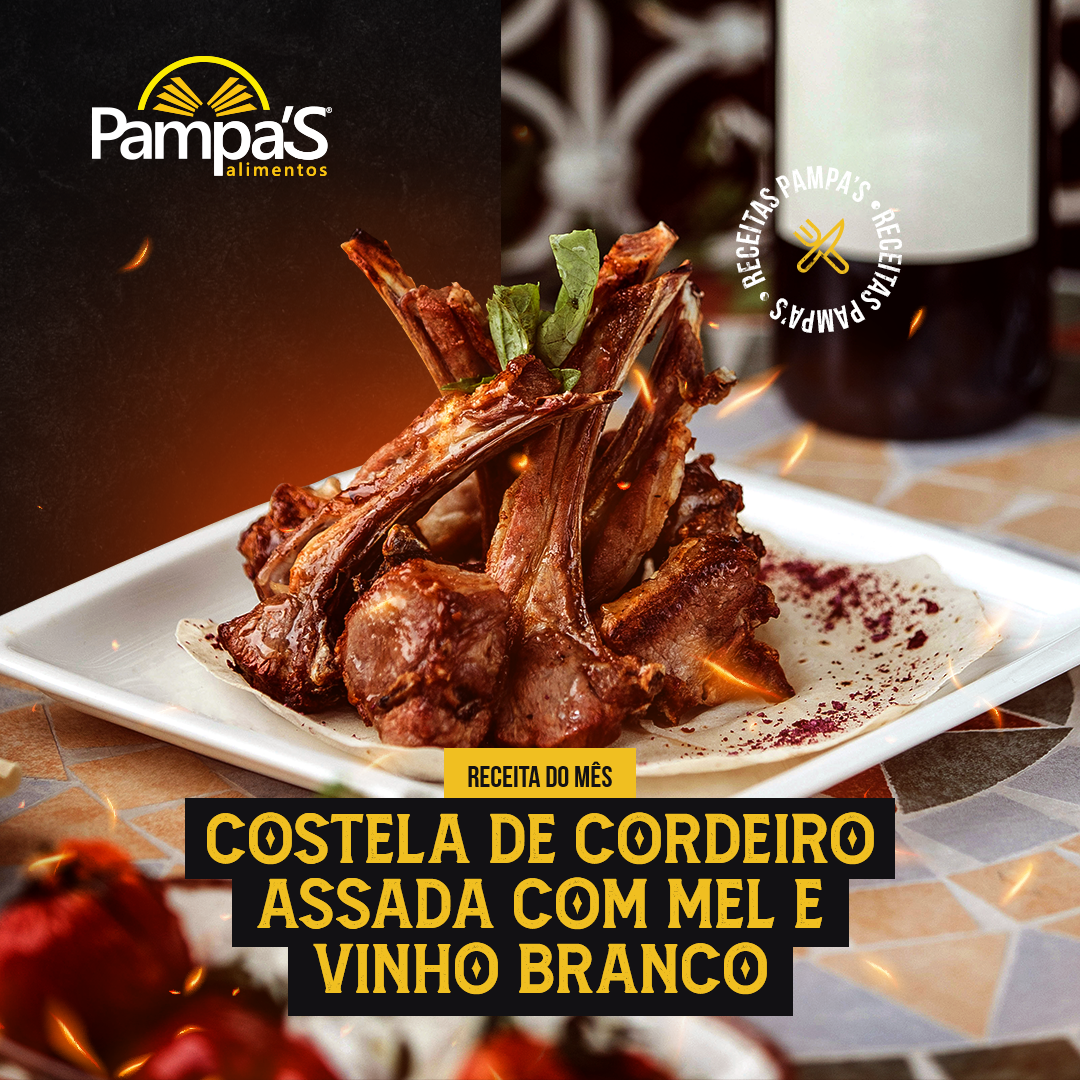 Costela de cordeiro assada com mel e vinho branco